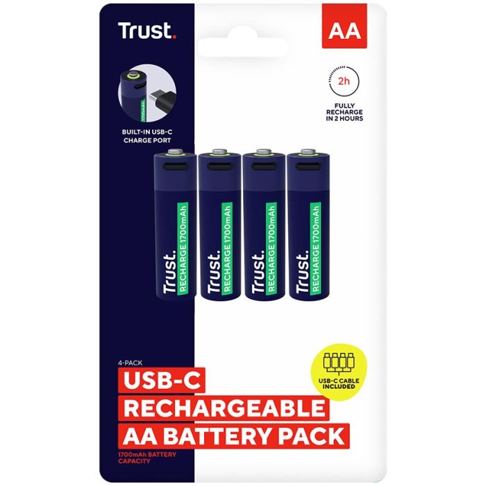 Baterija Trust AA USB-C 1700mAh 4kom - punjive