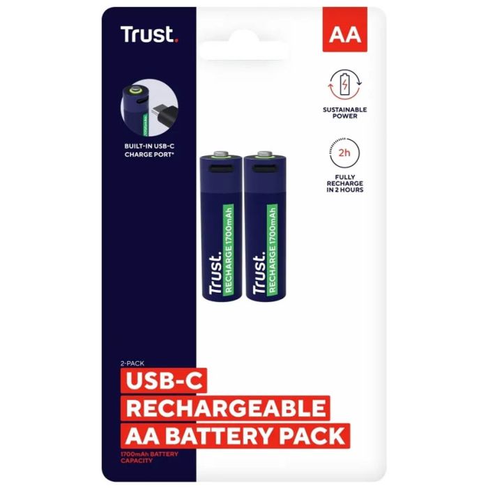 Baterija Trust AA USB-C 1700mAh 2kom - punjive