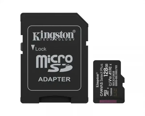 Micro SD Card 128GB Kingston + SD adapter SDCS3128GB class 10