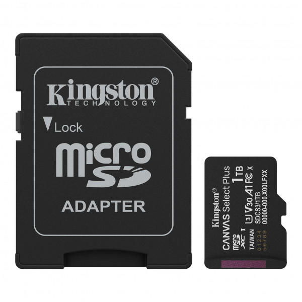 MicroSD 1TB, Canvas Select Plus, Class 10 UHS-I U3 V30 A1, Read up to 150MB/s, w/SD adapter ( SDCS3/1TB )