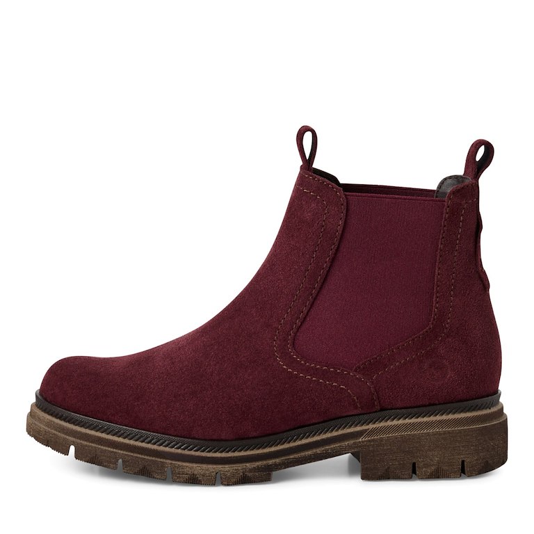 Kožne ženske poluduboke čizme 1-25407-45 bordo