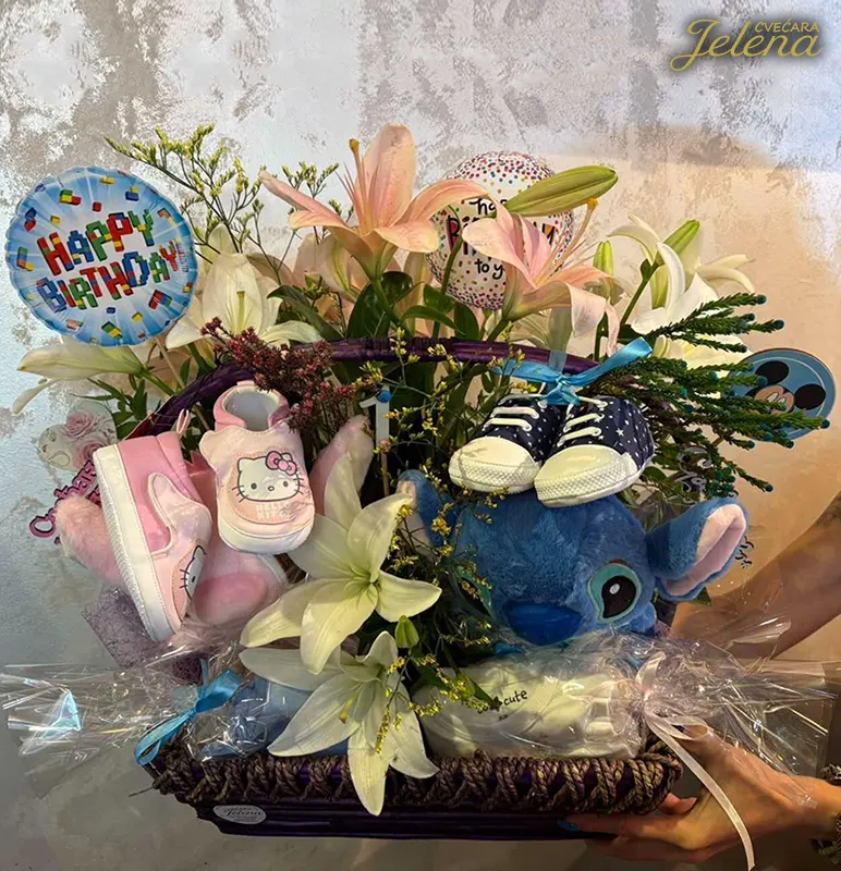 Korpa sa cvećem Stitch
