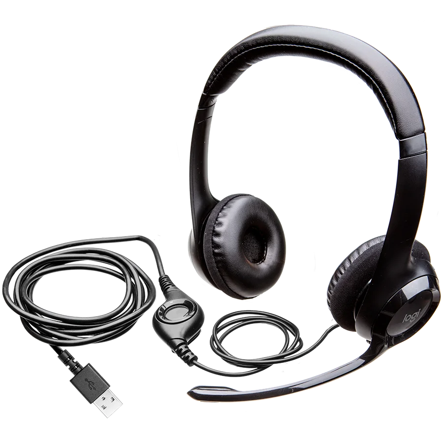 LOGITECH H390 Corded Headset – BLACK – USB