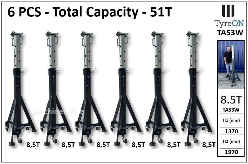 Nova TyreON 6 pcs TAS3W 8.5T tall axle stands / heavy duty axle stands 1370- hidraulična dizalica