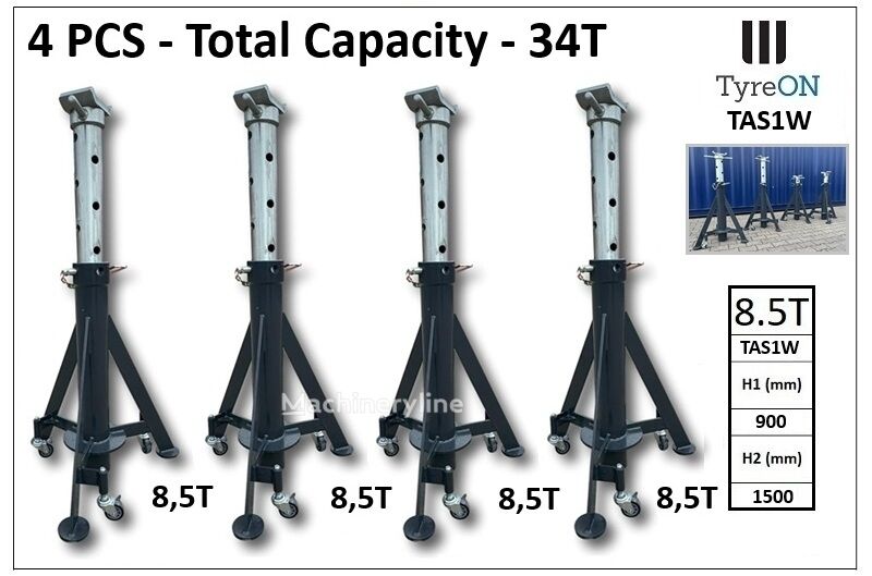 Nova TyreON 4 pieces TAS1W 8.5T mobile axle supports 900-1500 mm - Total cap hidraulična dizalica