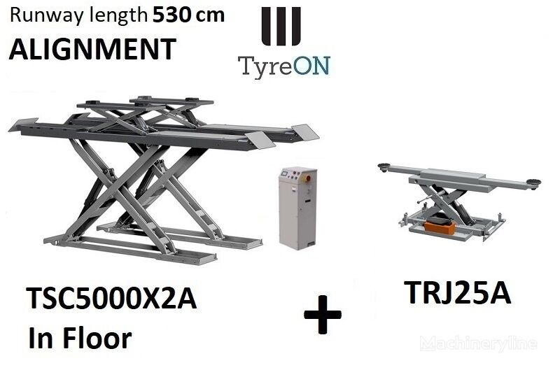 Nova TyreON TSC5000X2A in floor alignment scissor lift 5000kg 5300mm + TRJ25 makazasta auto dizalica
