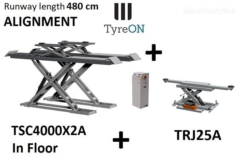 Nova TyreON TSC4000X2A in floor alignment scissor lift 4000kg 4800mm + TRJ25 makazasta auto dizalica