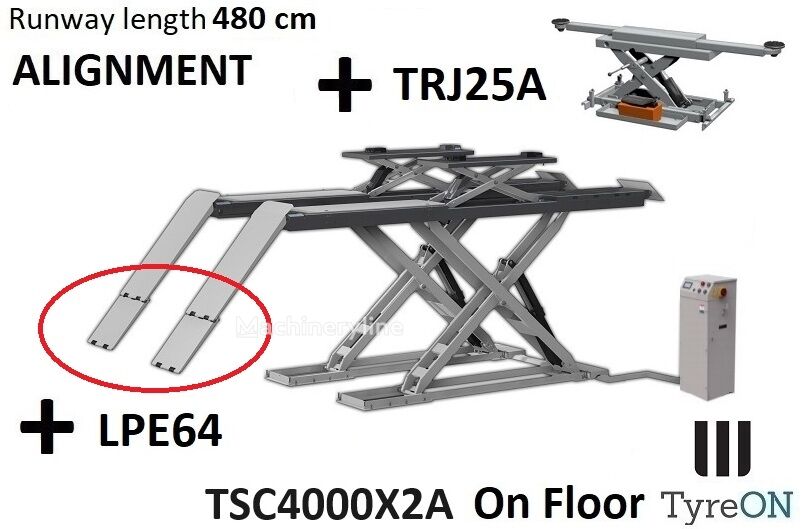 Nova TyreON TSC4000X2A on floor alignment scissor lift 4000kg 4800mm + TRJ25 makazasta auto dizalica