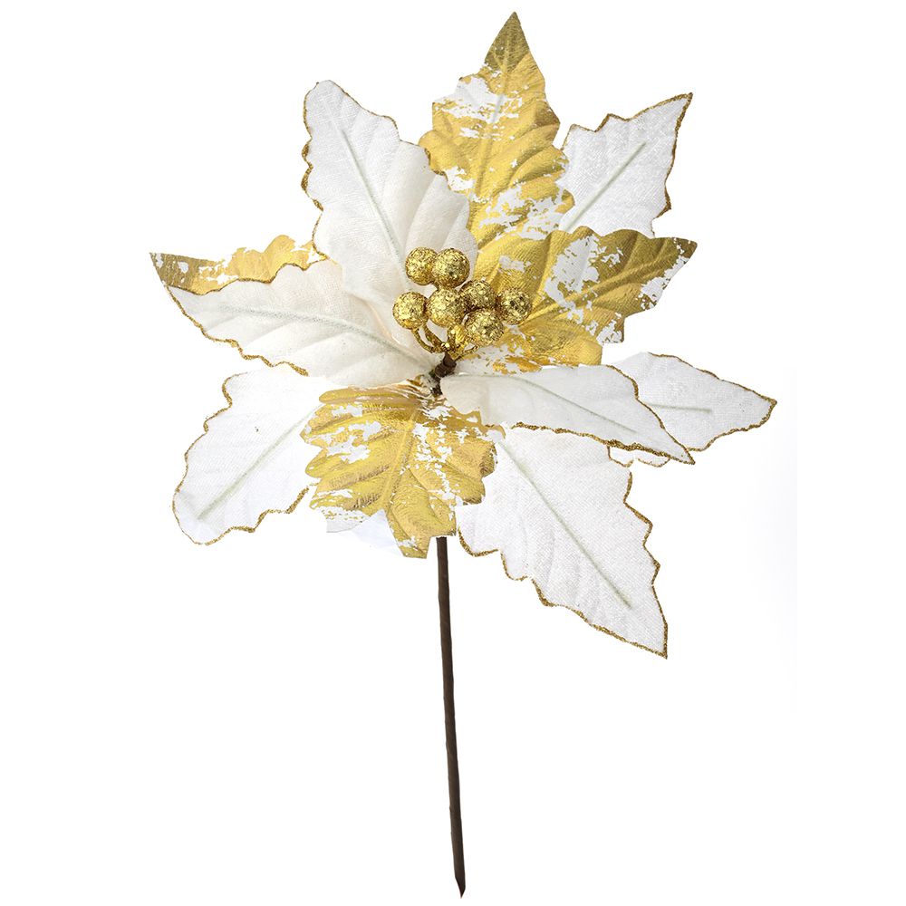 NG cvet WHITE AND GOLD POINSETTIA 40cm 79076 - ILD