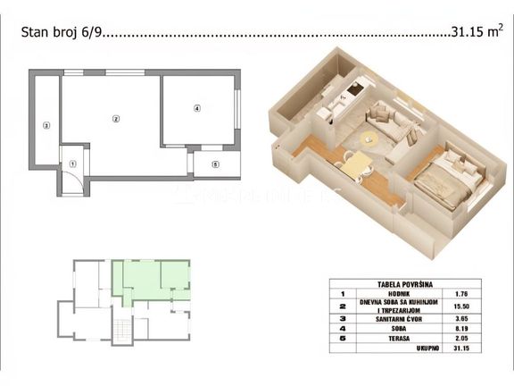 Jednoiposoban stan u novogradnji u naselju Branko Bjegović ID#7289