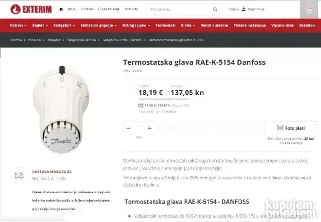 *** AKCIJA *** 0779 Glava termostatskog radijatorskog ventila DANFOSS