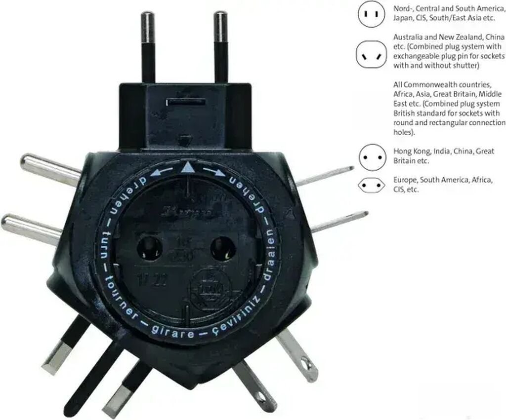 Strujni putni adapter; **Kopp - Germany;** _Opis:_ _5 različitih