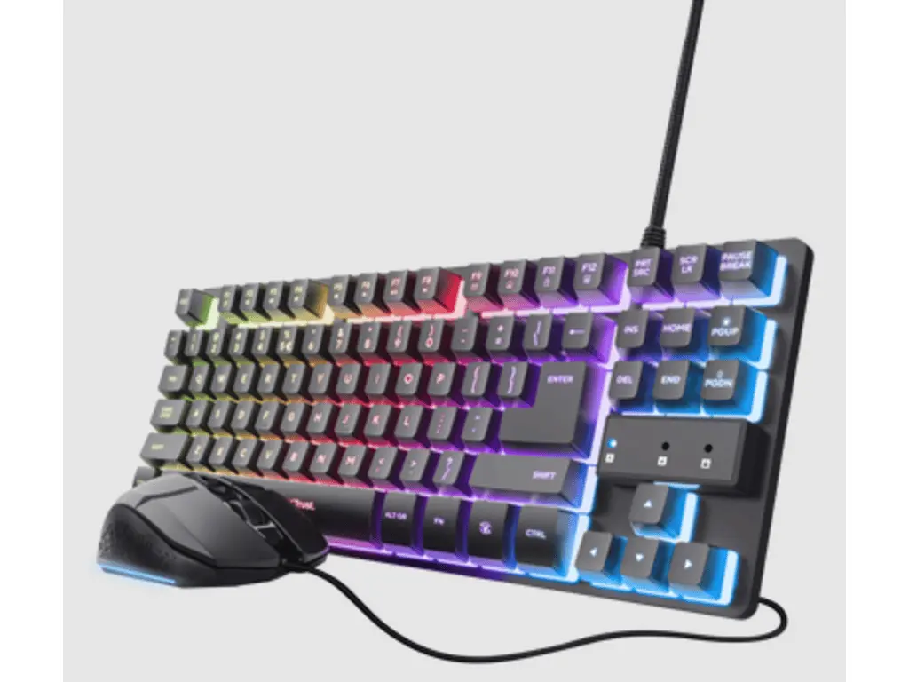Trust Gaming set GXT 798, Thado mehanička geјmerska tastatura i Felox geјmerski miš, USB-C, USB-A konektor, 6400 dpi, crna