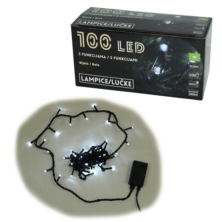 100 LED Lampica, bele, 8 funkcID: EK000190965