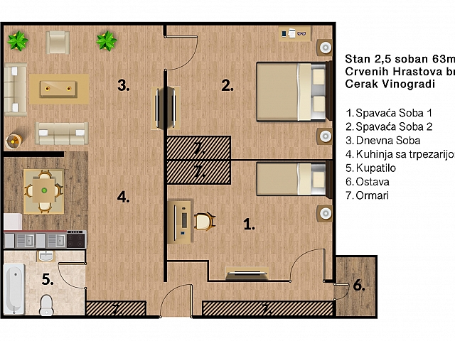 Na prodaju stan 63m2, Cerak Vinogradi