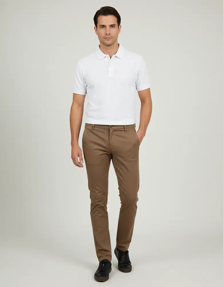 Elit Muške pantalone od kepera Premium Slim Fit, Smeđe