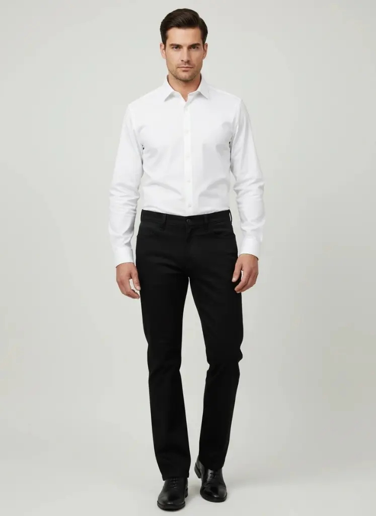 Elit Muške keper pantalone Regular Fit Bi-Stretch udobnost, Crne
