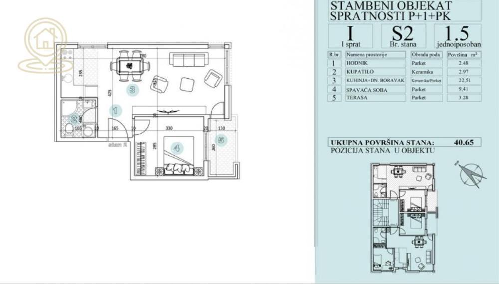 Jednoiposoban stan na prodaju, 40m2, 71.340€