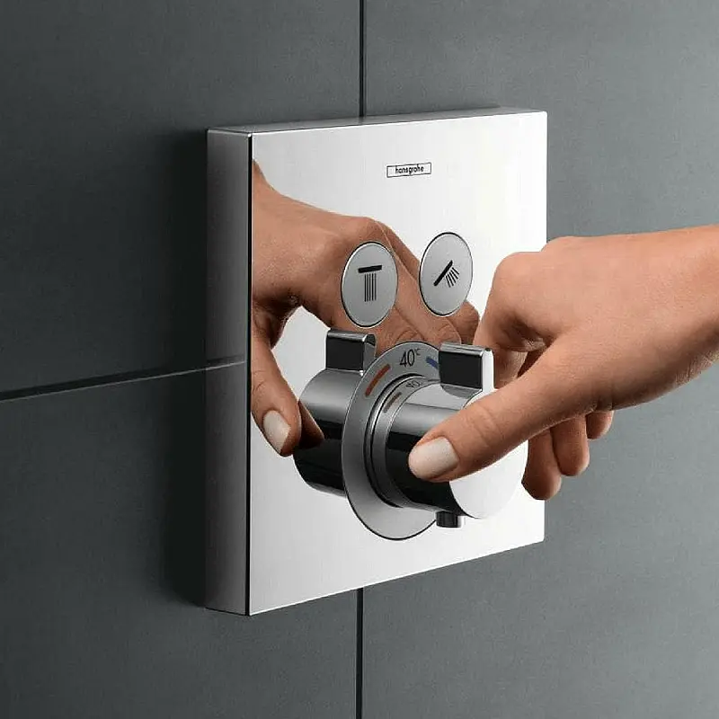 Termostatski mešač ShowerSelect sa dve funkcije, Belo Staklo Hansgrohe