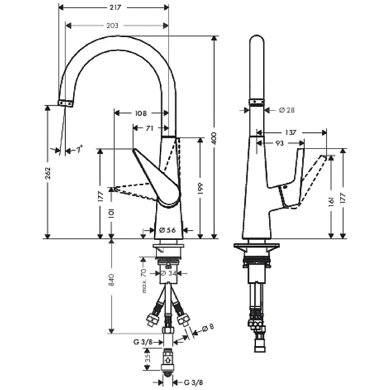 Talis S 260 new kuhinjska slavina sa tri cevi Hansgrohe