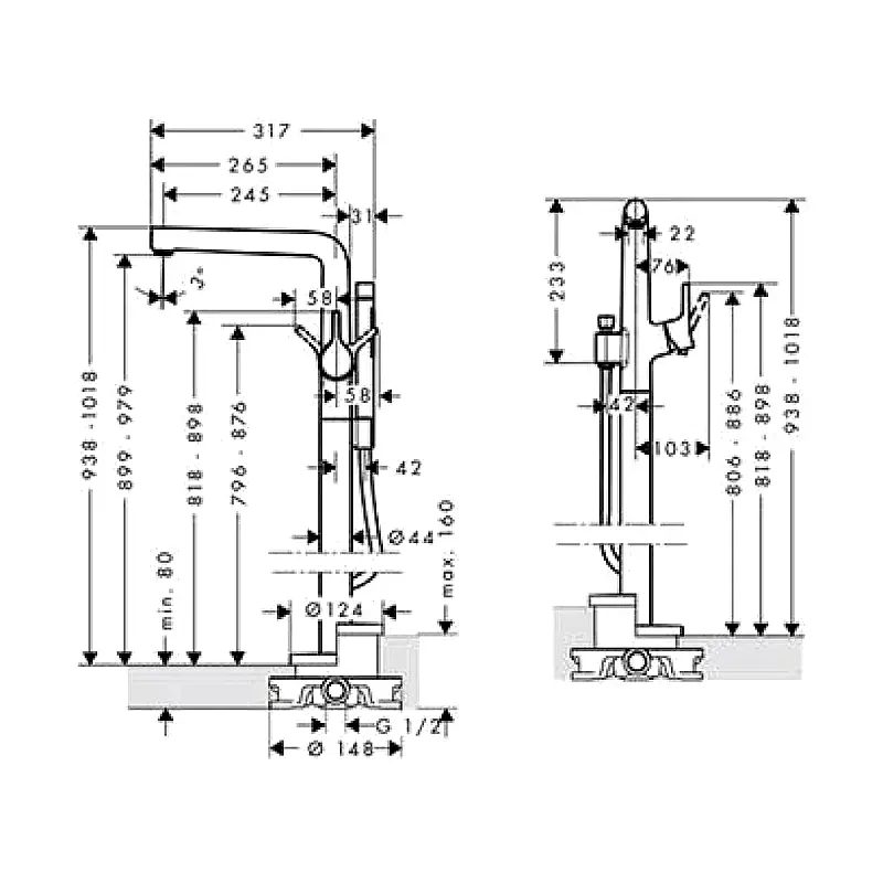 Talis S stojeća slavina za kadu iz poda Hansgrohe
