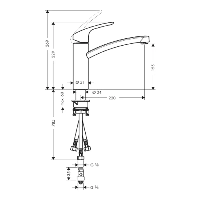 Focus kuhinjska slavina sa 3 cevi Hansgrohe