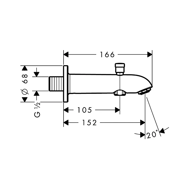 Lula za kadu sa prebacivačem, projekcija 152 mm Hansgrohe