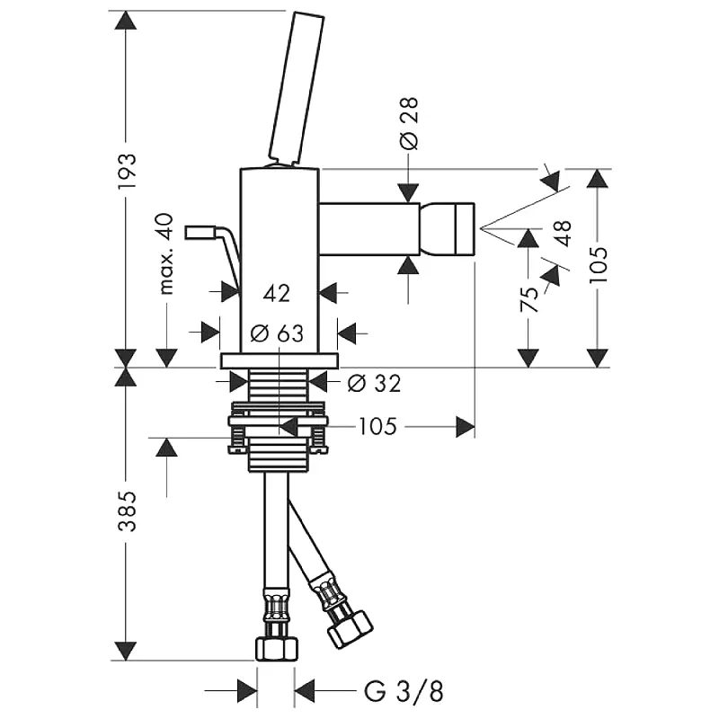 Citterio Bide-slavina, 90 mm Axor