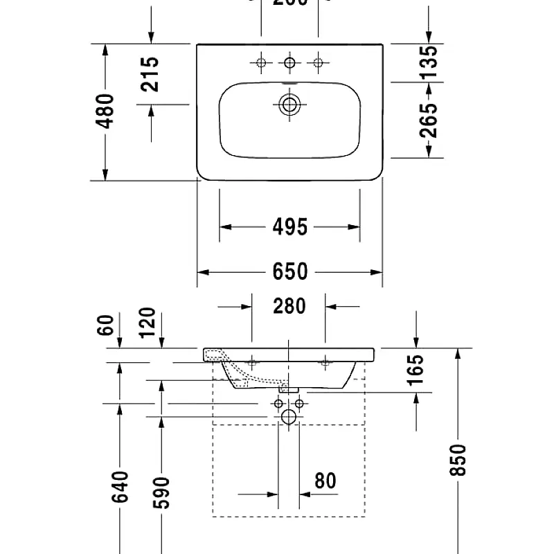 DuraStyle Lavabo, 650x480, za nameštaj Duravit