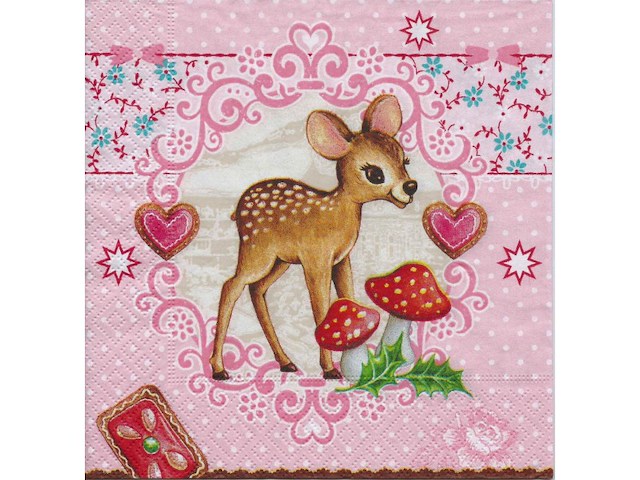 Salveta P_123 - 33x33cm Novogodišnji motivi Jelen Bambi