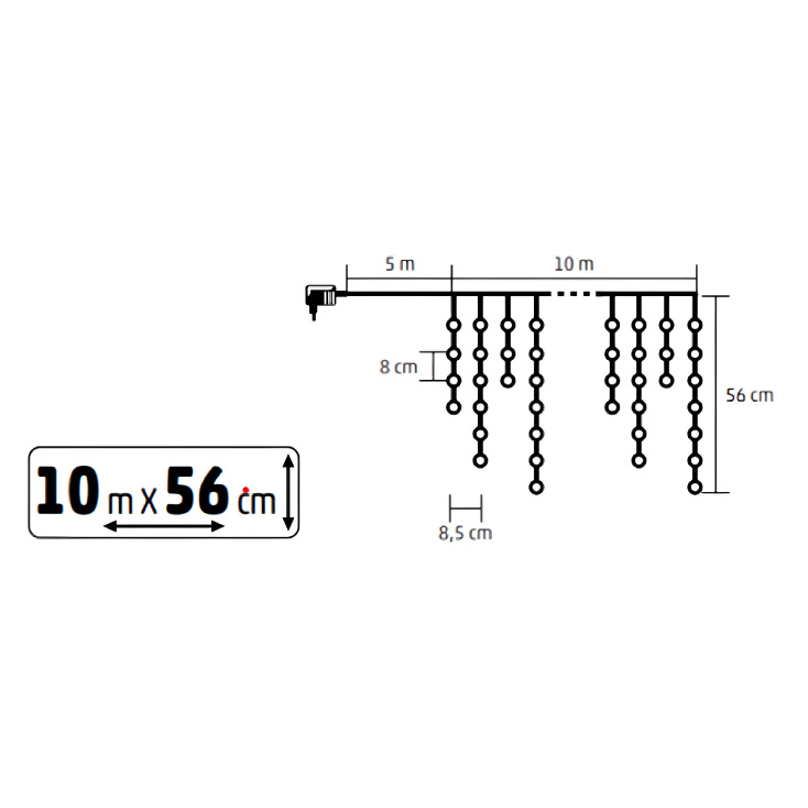 Svetleći niz sa 600 toplo belih LED dioda 10m