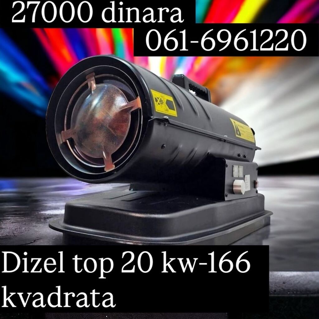 Dizel top – grejni pištolj 20 kW - Snaga: 20 kW - Preporučena