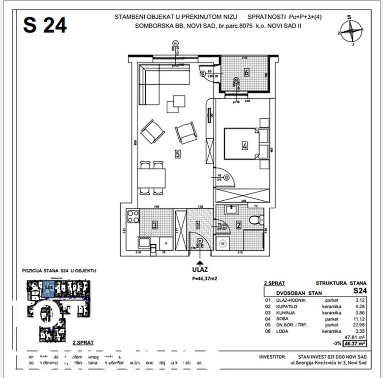 Jednoiposoban stan NOVI SAD, 106650€