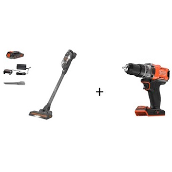 Black&Decker akumulatorski štapni usisivač BHFEA18D1-QW + akumulatorska šrafilica BCD382XN-XJ