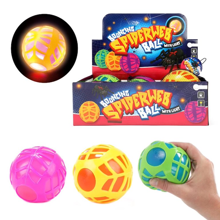 FUN BOUNCING BALL LOPTICA WEB SA SVETLOM 10CM 3ASS