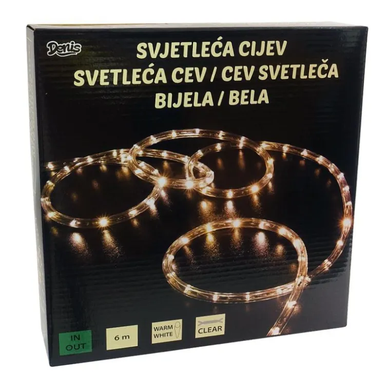 LED svetlosna cev 6 m, belo toplo svetlo