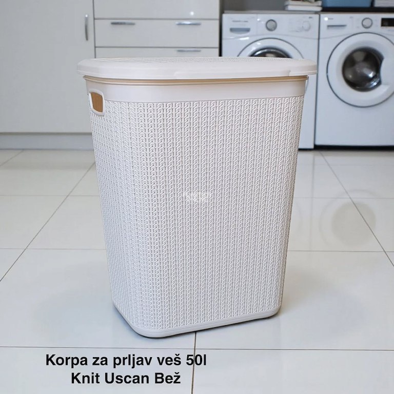 Korpa za prljav veš 50L KNIT Uscan bež