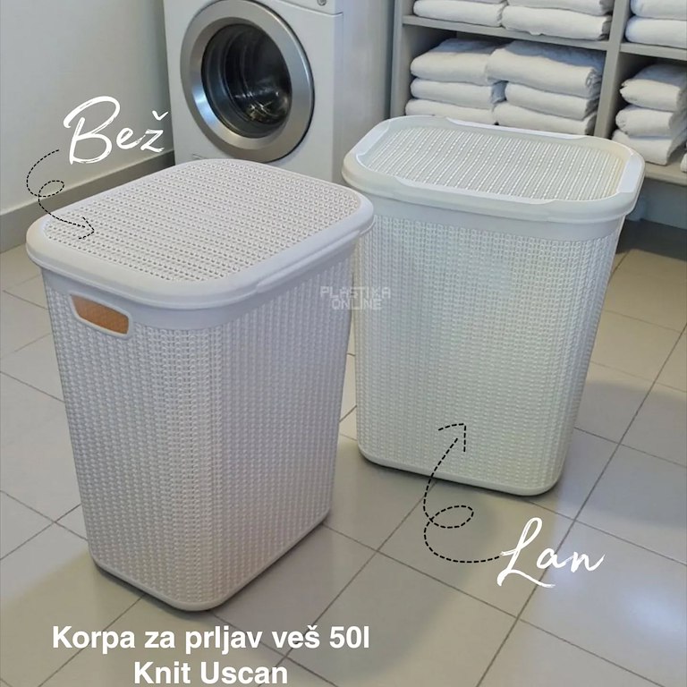 Korpa za prljav veš 50L KNIT Uscan lan
