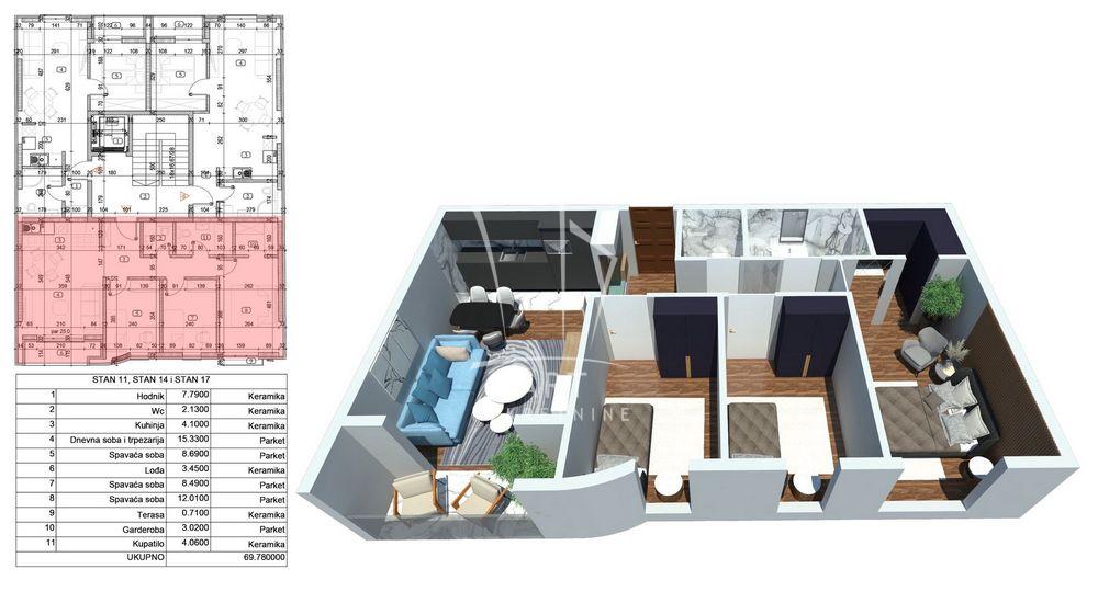 Dušanovac, novogradnja, 3.5 stan ID#12827 253.300 €