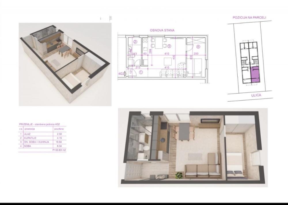 Jednoiposoban stan na prodaju, 34m2, 61.200€