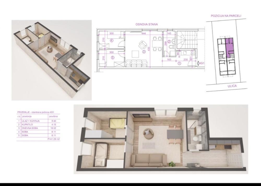 Trosoban stan na prodaju, 41m2, 74.300€