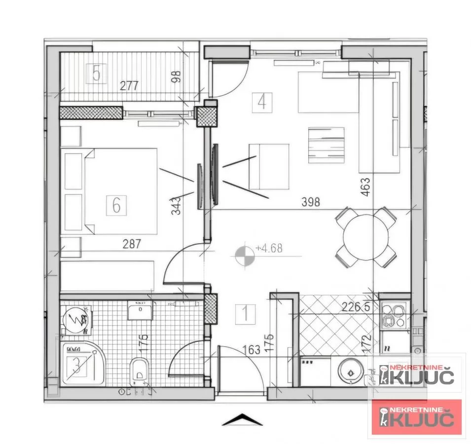 PODBARA, 42m2, Dvosoban sa pdv