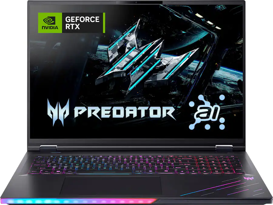 Acer - Predator Helios 18 AI - 18" 250Hz Gaming Laptop - 2560 x 1600 -Intel Core Ultra 9 - NVIDIA GeForce RTX 5080 – 32GB – 1TB - Abyssal Black