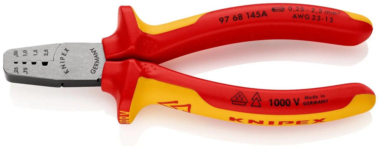 KNIPEX Klešta za krimpovanje hilzni (kablovskih završetaka) 1000V VDE 145mm 97 68 145 A
