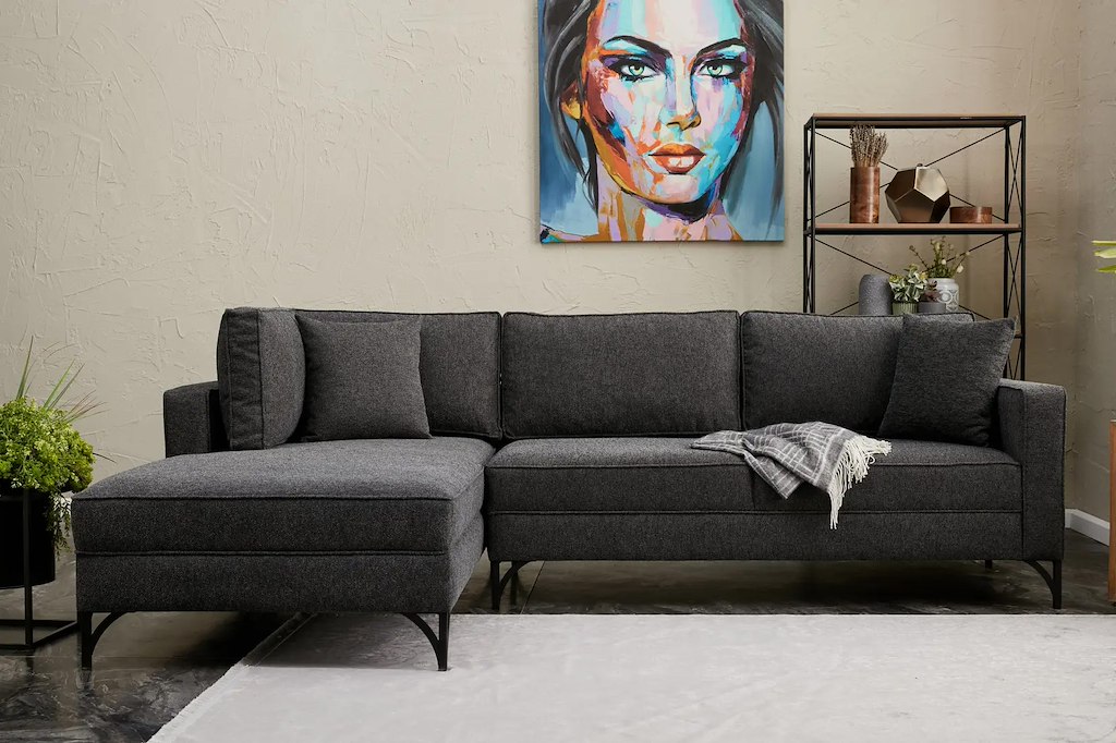 Atelier del Sofa Ugaona garnitura Berlin 258x83x181cm Crna