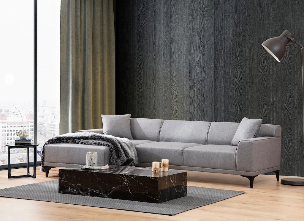 Atelier del Sofa Ugaona garnitura Petra L 145x69x87cm Svetlosiva