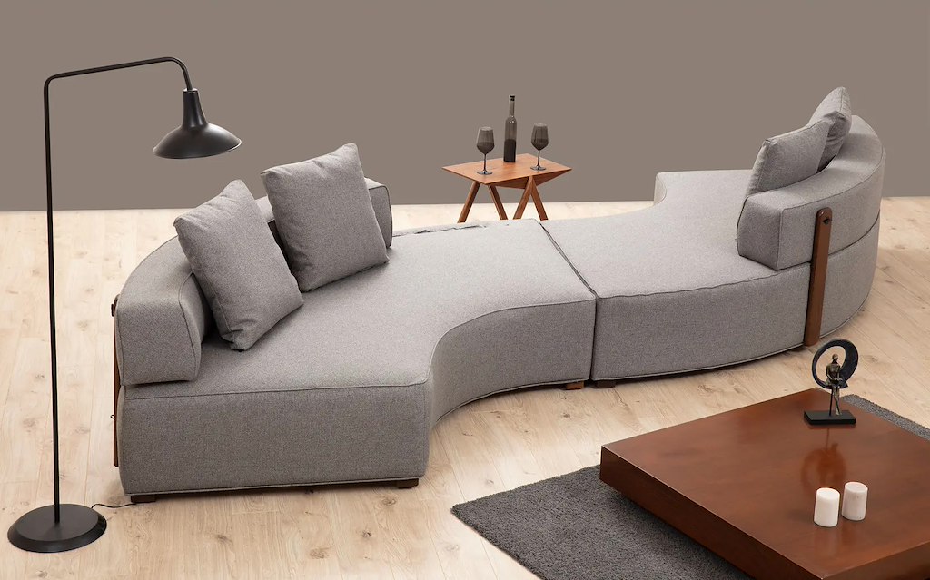 Atelier del Sofa Ugaona garnitura Gondol 105x70x380cm Siva