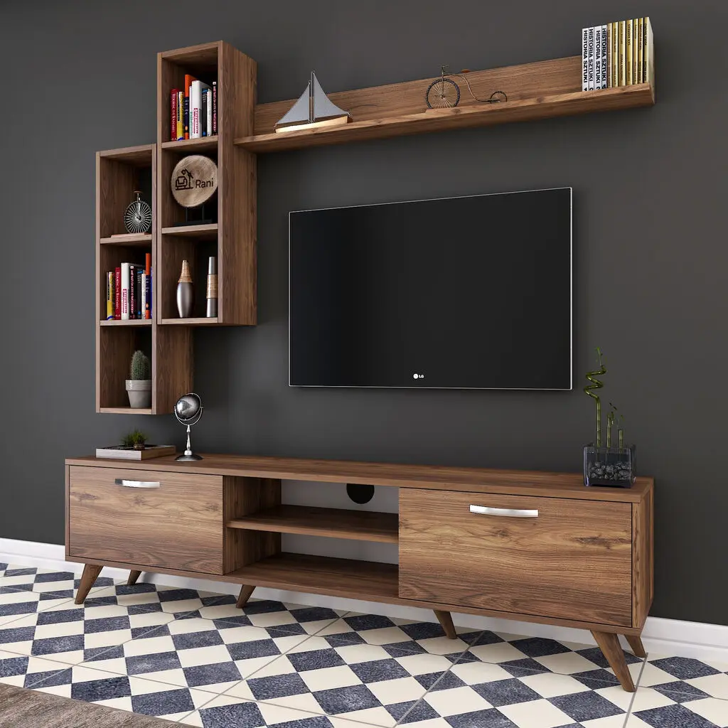 Hanah Home Set Tv komoda i zidna polica M16-262, Boje oraha