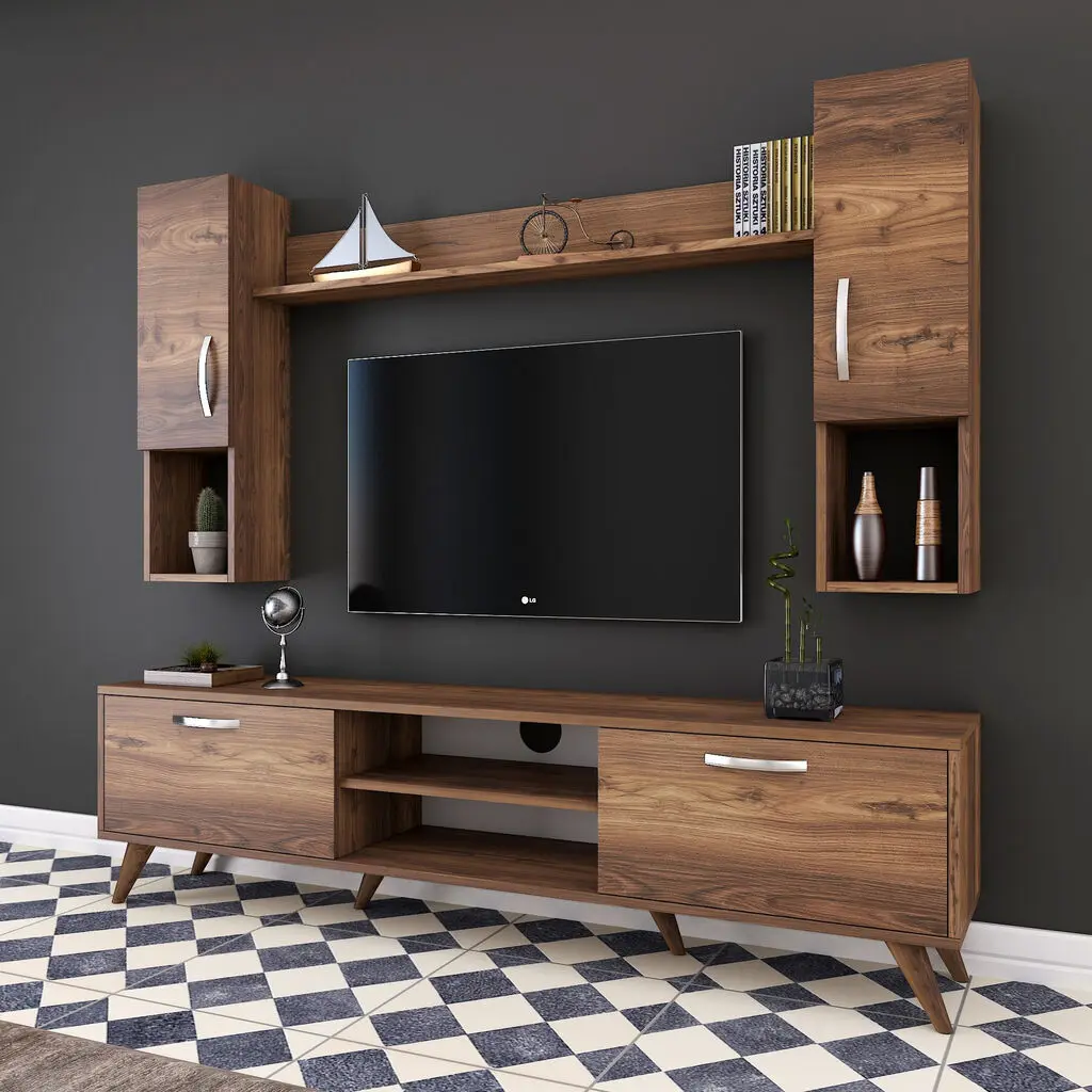 Hanah Home Set Tv komoda i zidna polica M27-284, Boje oraha