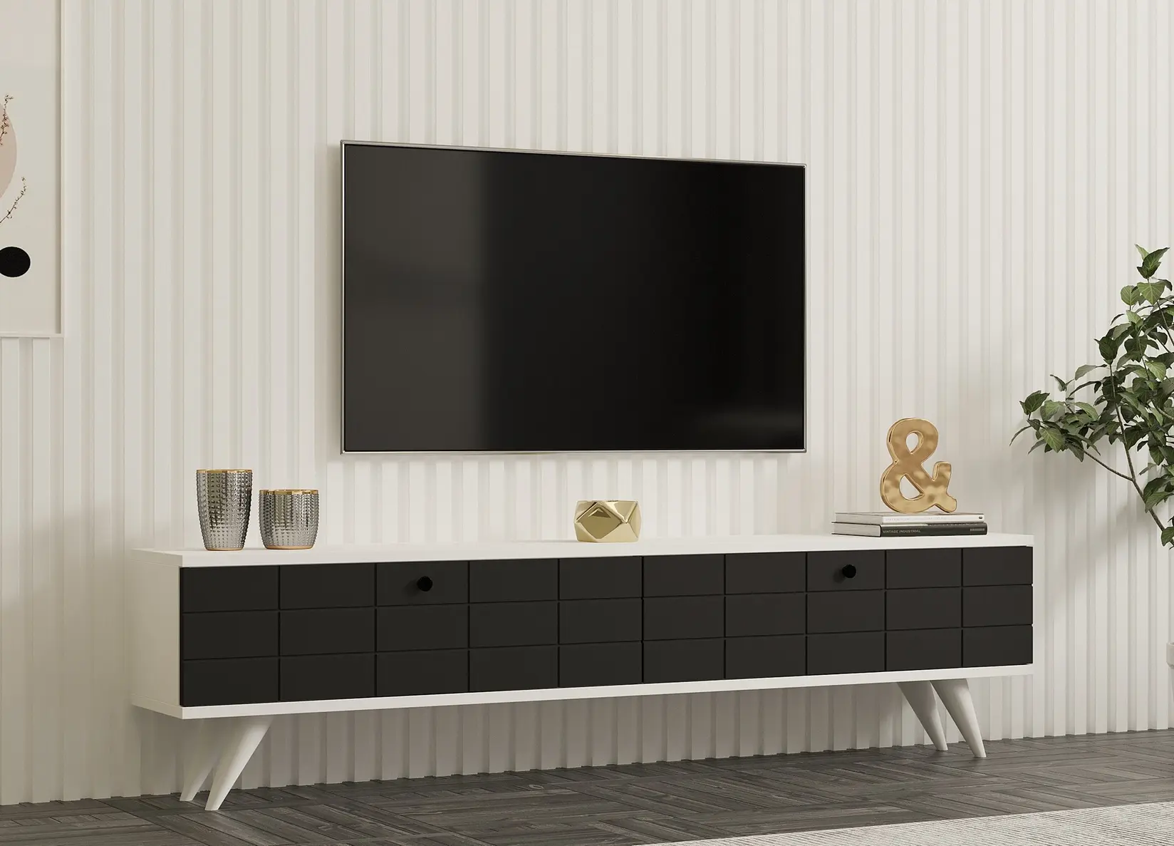 Hanah home TV Komoda Alberi Antracit-Bela